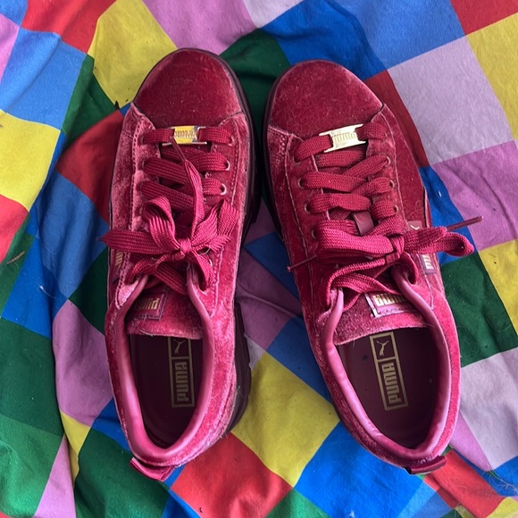 Puma | Shoes | Puma Platform Red Velvet Sneakers 85 Euc | Poshmark